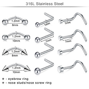 JIESIBAO 75PCS Mixed-size Piercing Kits for All Piercings,Stainless Steel Piercing Kit 14G 16G 18G 20G Piecing Needles for Ear Cartilage Tragus Nose Septum Lip Nipple Piercing Tools