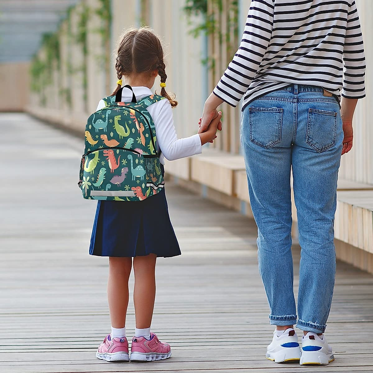 ALAZA Cute Dinosaur Toddler Backpack for Boys Girls,Colorful Dinosaur Kid's Backpack,Kindergarten Children Bag Preschool Nursery Travel Bag Daycare Bag with Safety Leash