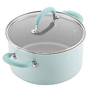 Rachael Ray Create Delicious Nonstick Cookware Pots and Pans Set, 13 Piece, Light Blue Shimmer