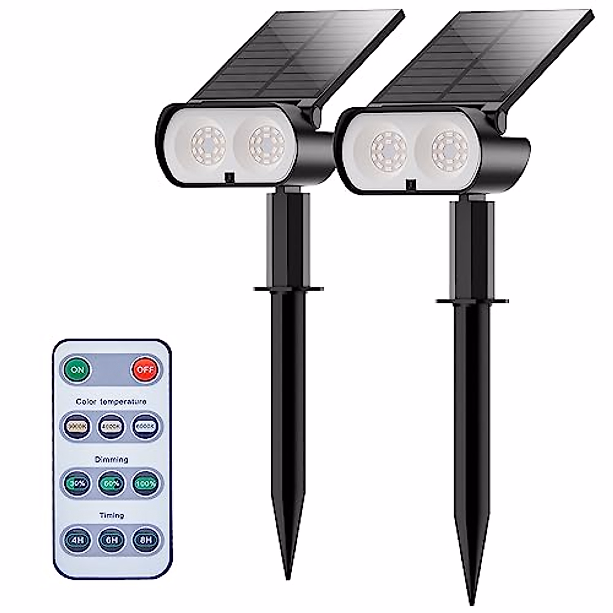 Brightown Solar Spot Lights Outdoor, 32 LEDs IP66 Waterproof Dusk-to-Dawn Solar Landscape Spotlights, Daylight Wall Lights, Solar Outdoor Lights for Garden Yard Driveway Walkway, 2 Pack