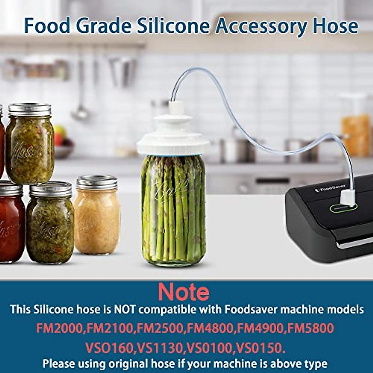 Mason Jar Vacuum Sealer Kit for FoodSaver - Food Saver Glass Jars Sealer Attachment With Accessory Hose and Manual Portable Vacuum Pump for Ball 4PCS Wide & Regular Mouth Lids