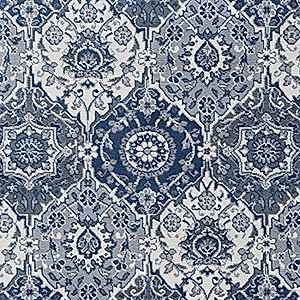 Newcomb Traditional Oriental Navy Oval Area Rug, 5' x 7' Oval