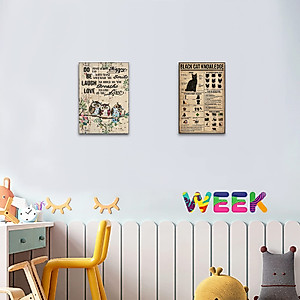 Flechazo Black Cat Knowledge Tin Sign Black Cat Kitchen Decor Poster Cat Smoke Poster Bar Bathroom Bar Garden Home Outdoor Wall Decoration Metal Tin Signs 12x8 Inch,12 x 8 inch