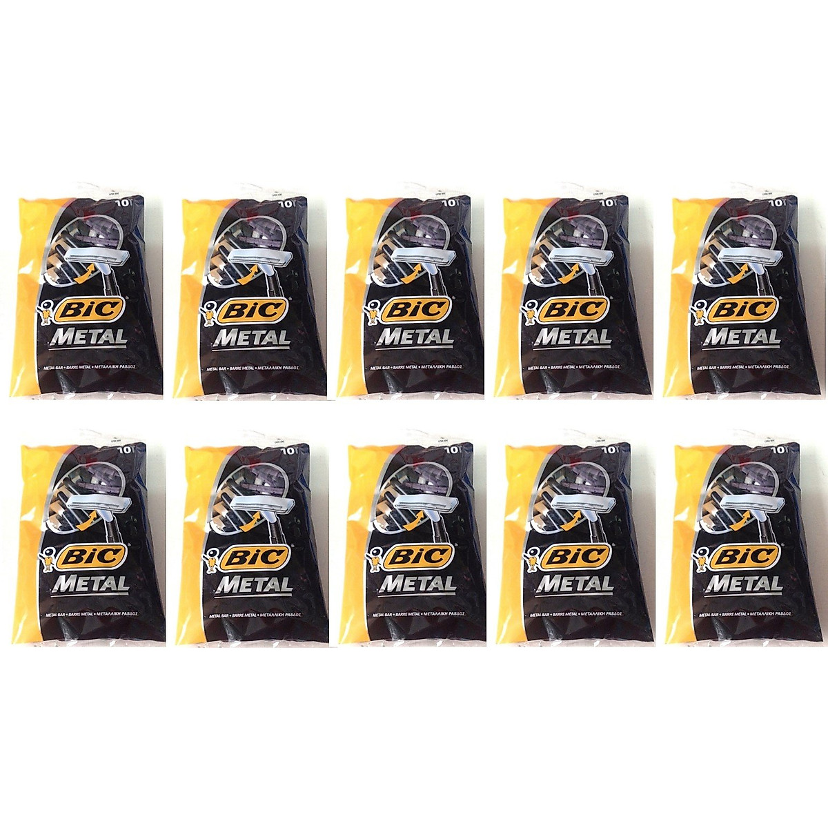 Bic Metal Disposable Men's Shaving Razors, 10-Count x 10 Packs
