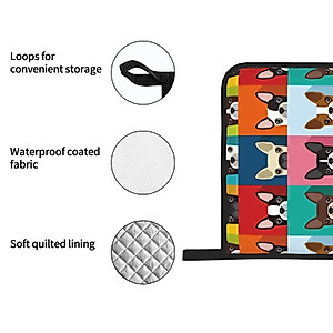 Boston Terrier Dog Oven Mitts and Pot Holders Set of 4, Oven Mittens and Potholders Heat Resistant Gloves for Kitchen Cooking Baking Grilling BBQ