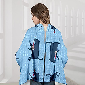 jejeloiu Lacrosse Wearable Blanket Warm Cozy, Sports Theme Dog Patttern Fleece Blanket with Sleeves for Women,Ball Games Fleece Wearable Blanket with Sleeves Pocket, 50"x50",Blue Grey