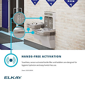 Elkay EZH2O LZOTL8WSLK Bottle Filling Station with Bi-Level ADA Cooler Hands Free Activation, Filtered 8 GPH Light Gray
