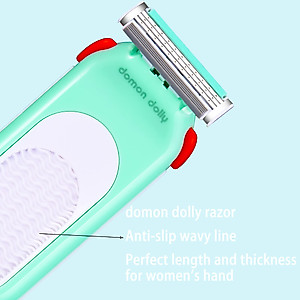 Domon dolly Razors for Women 6 Refills 3 Blades Shaver for Face Legs Bikini area, Comfort Glid, Green