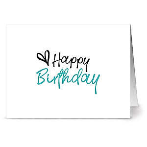 Happy Birthday Cards Bulk Assortment – 72 Pack – Teal Script Birthday – 6 Unique Designs – AQUA BLUE ENVELOPES INCLUDED – Birthday Greeting Cards – Glossy Cover Blank Inside – By Note Card Café