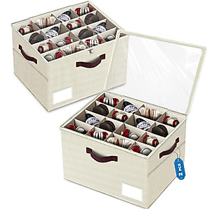 2 Pack Large Shoe Organizer for Closet, Adjustable Dividers Shoe Storage Bins Boxes, Foldable Shoe Holder Cube Containers with Clear Cover for Men’s shoes, High heel,Sneaker,Slippers,Boots(Beige).
