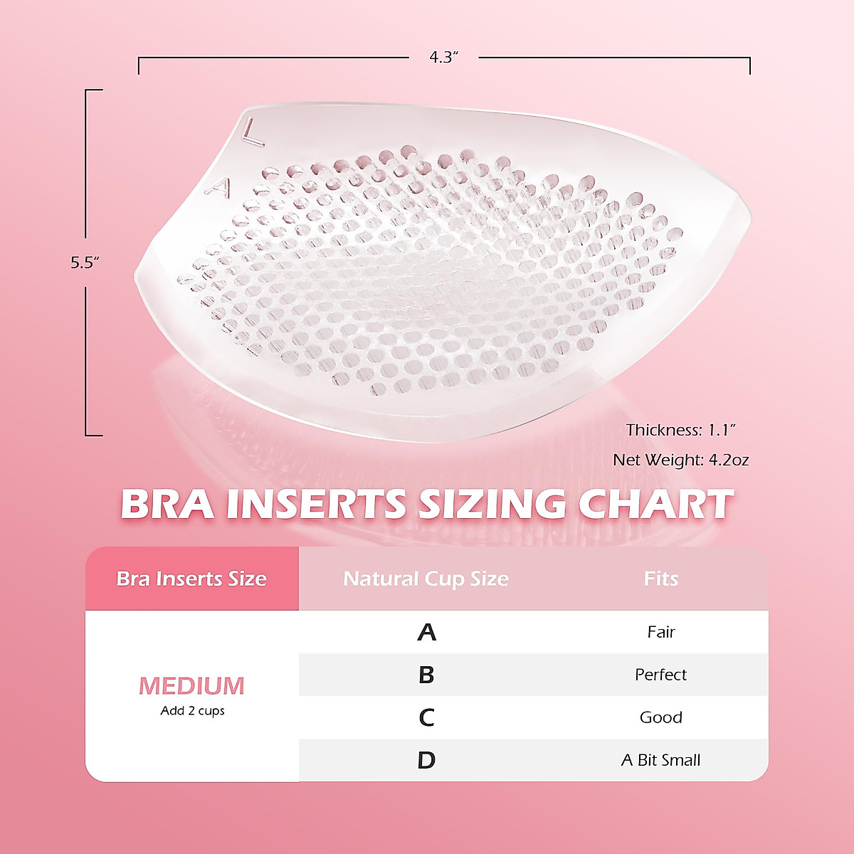 Yofidra Silicone Bra Inserts and Breast Enhancers, Add 2 Cups, Breathable, Reusable,1 Pair