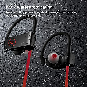 Enouke Bluetooth Headphones, Wireless Sports Earbuds IPX7 Waterproof with Mic, Stereo Sweatproof in-Ear Earphones, Noise Cancelling Headsets for Gym Running Workout, 12 Hours Playtime