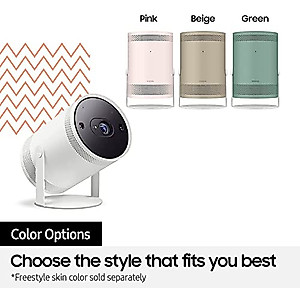SAMSUNG 30”- 100” The Freestyle Smart Portable Projector, FHD, HDR, SP-LSP3BLAXZA with a SAMSUNG The Freestyle Skins for Smart Portable Projector, Device Cover Sleeve, 2022 Model, Blossom Pink (2022)