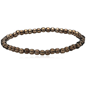 LTC Designs 4 mm Smooth Round Smoky Quartz Stretch Bracelet, 7" for Men, Women,and Teen.s Considered a Powerful Protective Stone