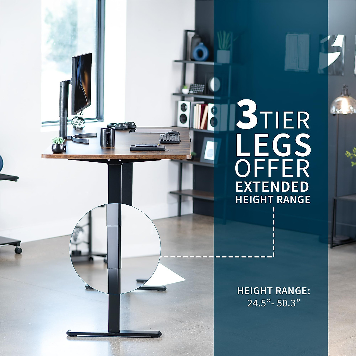 VIVO Electric 71 x 36 inch Rustic Sit Stand Desk, Dual Motor Memory Controller Height Adjustment, 2B Series, Vintage Brown Top Black Frame, DESK-KIT-2B7N-36