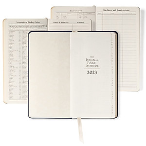 Graphic Image 2023 Pocket Datebook Planner Journal, Genuine Leather, Bound in The USA, 6", White Gold