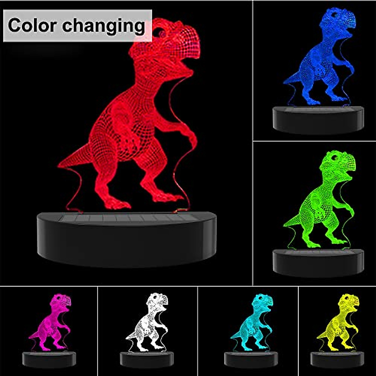 AVEKI Solar Garden Lights LED Landscape Light with 3D Dinosaur Pattern Colors Changing Night Light Auto On/Off Lawn Lights for Garden Yard Sidewalk Driveway Walkway