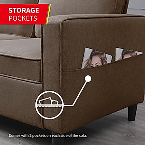 PUREMIND L Shape Convertible Sectional Sofa Couch,3 Seat L-Shaped Sofa with Linen Fabric, Movable Ottoman Small Couch for Small Apartments, Living Room and Office