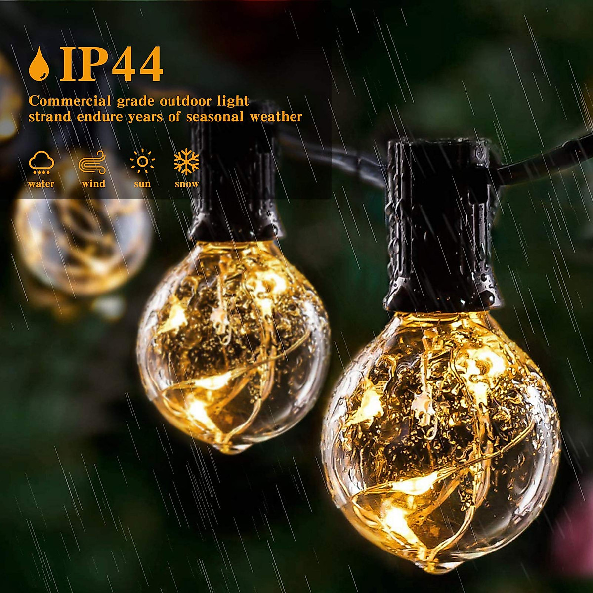 UC Outdoor String Lights, 30Pcs G40 Bulbs Globe Solar String Lights Waterproof Patio Decorative String Lights Outdoor with Remote for Backyard Garden Cafe Bistro Wedding Party,Warm White