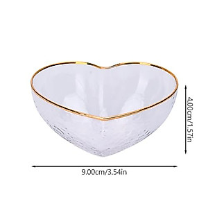 Luxshiny Salad Dishes 2pcs Glass Cereal Bowls Dessert Bowl Mini Prep Bowls Heart Shape Food Serving Bowl For Home Restaurant Salad Plate