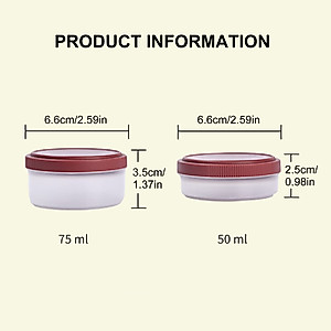 MANMAOHE 12PCS Leakproof Condiment Containers with Lids, 6PCS 2.5oz + 6PCS 1.7oz, Plastic Salad Dressing Container to go, Reusable Sauce Cups, Small Food Storage Containers for Picnic Travel