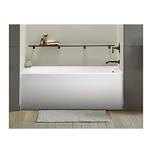 KOHLER K-1957-RA-0 Underscore Rectangle 60-Inch x 32-Inch Alcove Bath, Integral Flange and Right-Hand Drain, White