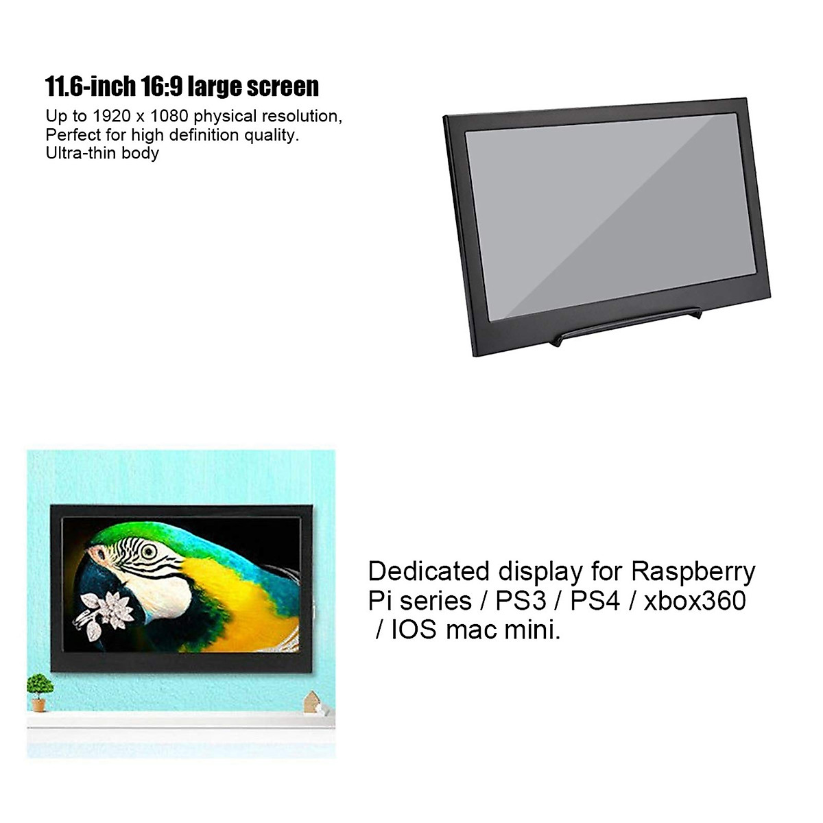 11.6 Inch Display Universal Portable Ultra-Thin Display 1920 x 1080 Full HD Display Screen