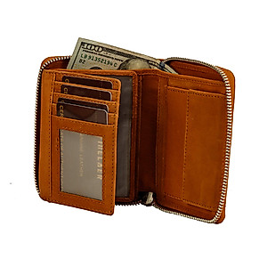 FINELAER Women Mustard Leather Small Wallet With Coin Pocket