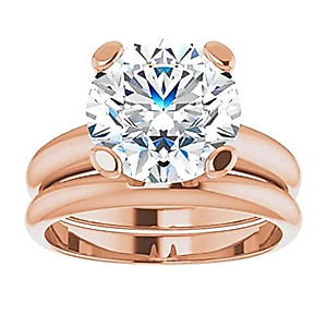 4 CT Round Cut Engagement Ring Set for Women Moissanite Rings Solitaire Promise 925 Silver 10K/14K/18K Solid Rose Gold Bridal Ring Set (5.5)