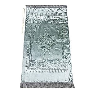 Luxury Silky Velvet Muslim Prayer Rug | Janamaz | Sajadah | Soft Islamic Prayer Rug | Islamic Ramadan Eid Gifts | Prayer Carpet Mat, Blue