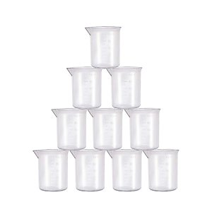 Othmro 10Pcs 100ml Plastic Graduated Cups Measuring Cups PP Plastic Graduated Beaker Clear Scale Cups Liquid Measuring Mixing Cups Graduated Plastic Measuring Cups for Lab Kitchen Liquids Transparent