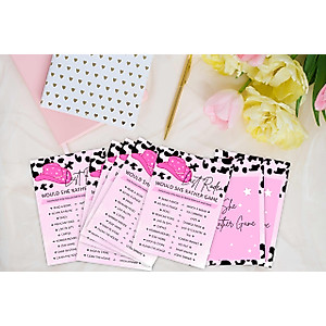 Last Rodeo Bachelorette Game - Nashville Cowgirl Bridal Shower Games - Would She Rather Wedding Shower Games Ideas - Country Engagement Party Games Supplies & Activities - 25 Game Cards(01)