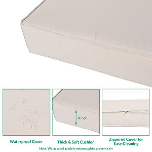 VIVIJASON Outdoor Wicker Rocking Chair, Patio Rattan Rocker Chair with Cushions & Steel Frame, All-Weather Rocking Lawn Wicker Furniture for Garden Backyard Porch (Beige)