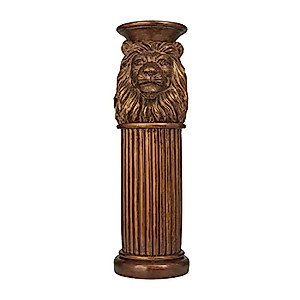 Deco 79 Polystone Lion Pedestal Table, 8" x 9" x 25", Bronze