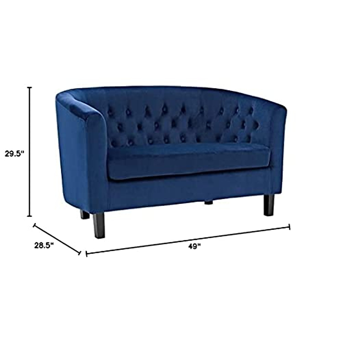 Modway EEI-2615 Prospect Velvet Upholstered Contemporary Modern Loveseat In Navy