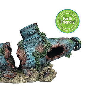 SLOCME Aquarium Submarine Ornaments Shipwreck Decorations - Resin Material Sunken Ship Decorations Eco-Friendly for Aquarium Environments Accessories