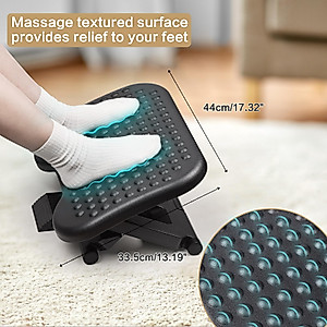 Auslar Foot Rest for Under Desk at Work, Ergonomic Adjustable Foot Rest with Massage Texture Board, Under Desk Foot Stool for Office, Home