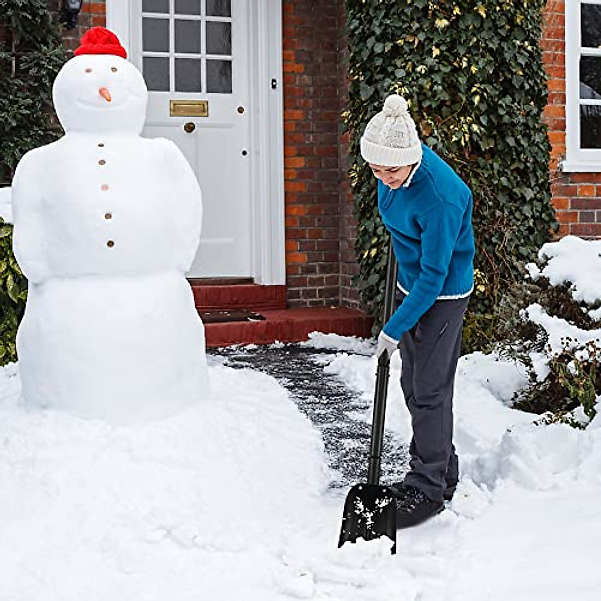 3 in 1 Folding Snow Shovel Aluminum Alloy, Emergency Snow Shovel for Car Driveway, Lightweight Portable Sport Utility Shovel for Snow Removal, Suitable for Travel, Car, Camping, Garden, Beach