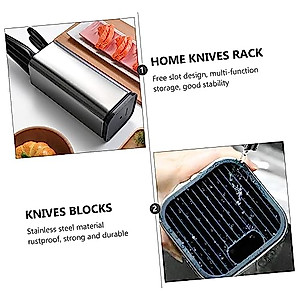 Mikinona 1pc Tool Holder Kitchen Cutter Organizer Cutter Storage Rack Multifunction Stand Containers Home Knives Rack Cutting Tool Rack Knives Holder Stainless Steel Silver