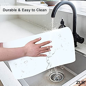 ZLR Coffee Mat - 12" x 20" Middle Absorbent Kitchen Drying Mat for Dishes - Easy to Clean Coffee Bar Mat for Countertop, Coffee Maker, Espresso Machine - Milk White