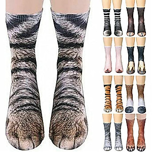 Animal Paw Socks, Funny Weird Stocking Stuffers Novelty Crazy Crew Socks for Women Men Boys Girls Kids
