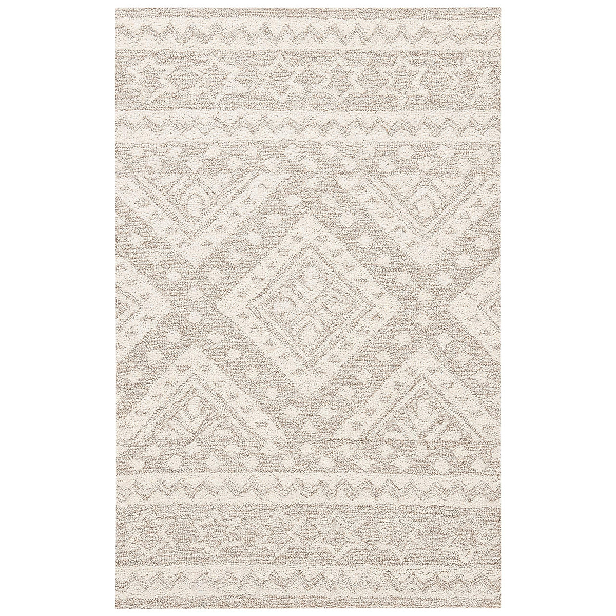 SAFAVIEH Micro-Loop Collection Accent Rug - 2'3" x 5', Beige & Ivory, Handmade Moroccan Boho Tribal Wool, Ideal for High Traffic Areas in Entryway, Living Room, Bedroom (MLP501B)