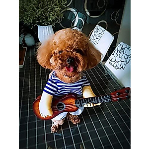 S-Lifeeling Dog Costumes Pet Guitar Costume Guitarist Player Party Funny Ourfits for Halloween Christmas Cosplay Cat Clothes (XL)