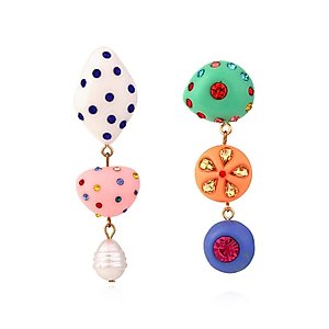 GINBLA Asymmetrical Earrings for Women Dangle Festival Unique Trendy Bridal Statement Boho Vintage Drop Earrings Handmade