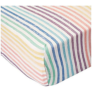 HonestBaby Organic Cotton Fitted Crib Sheet, Rainbow Stripe, One Size
