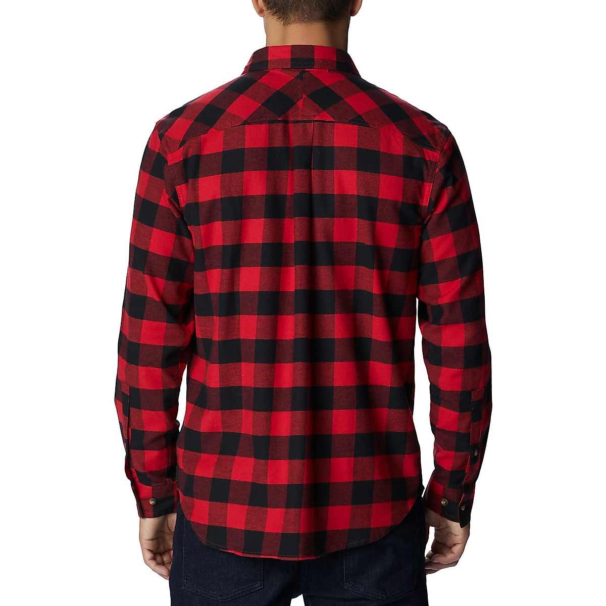 Columbia mens Flare Gun Stretch Flannel, Mountain Red Twill Buffalo Check, Large