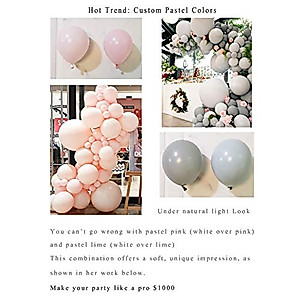 Eanjia Balloon Arch & Garland Kit Double-Stuffed 5"-18" Pastels Pink Gray Rose Gold Confetti Balloons Bulk 16ft for Wedding Baby Shower Birthday Party Shop Decoration (Pink)