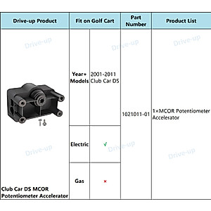 Drive-up Club Car DS MCOR Potentiometer Accelerator,MCOR Motor Controller for Golf Cart Electric 2001-2011 Golf Cart, Replace OEM 1021011-01