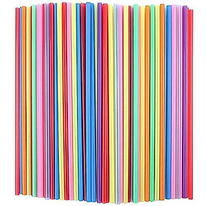 Tomnk 300pcs 10.3 Inches Disposable Drinking Straws Plastic Straws Extra Long Assorted Bright Colors