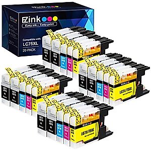 E-Z Ink (TM) LC71/75XL Compatible Ink Cartridge Replacement for Brother LC75 LC79 XL to Use with MFC-J430W MFC-J6510DW MFC-J6710DW MFC-J6910DW (8 Black, 4 Cyan, 4 Magenta, 4 Yellow) 20 Pack